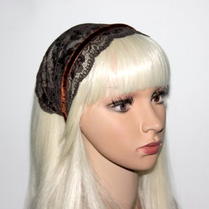 Dark Brown Lace Headband, Christian Veil, Structured Religious Head ...