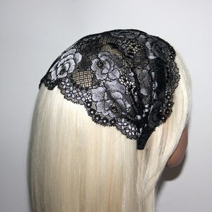 Fashion Prayer Headband, Black & Gray Christian Lace Veil, Structured ...