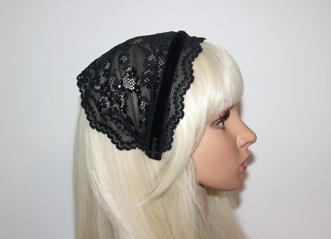 Christian Head Covering, Prayer Lace Headband, Black Religious Head ...