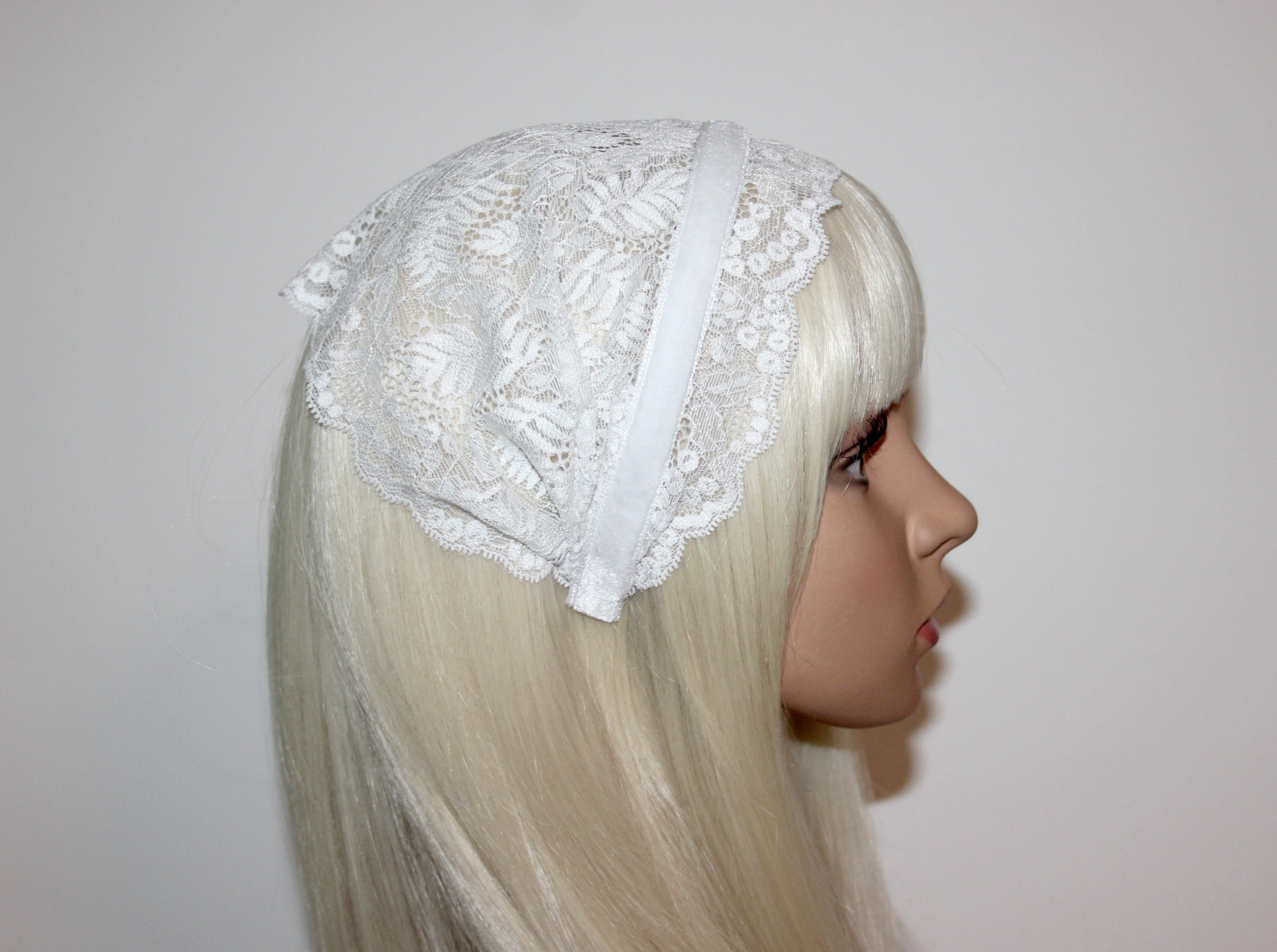 Christian Head Covering, Prayer Lace Headband, White Religious Head ...