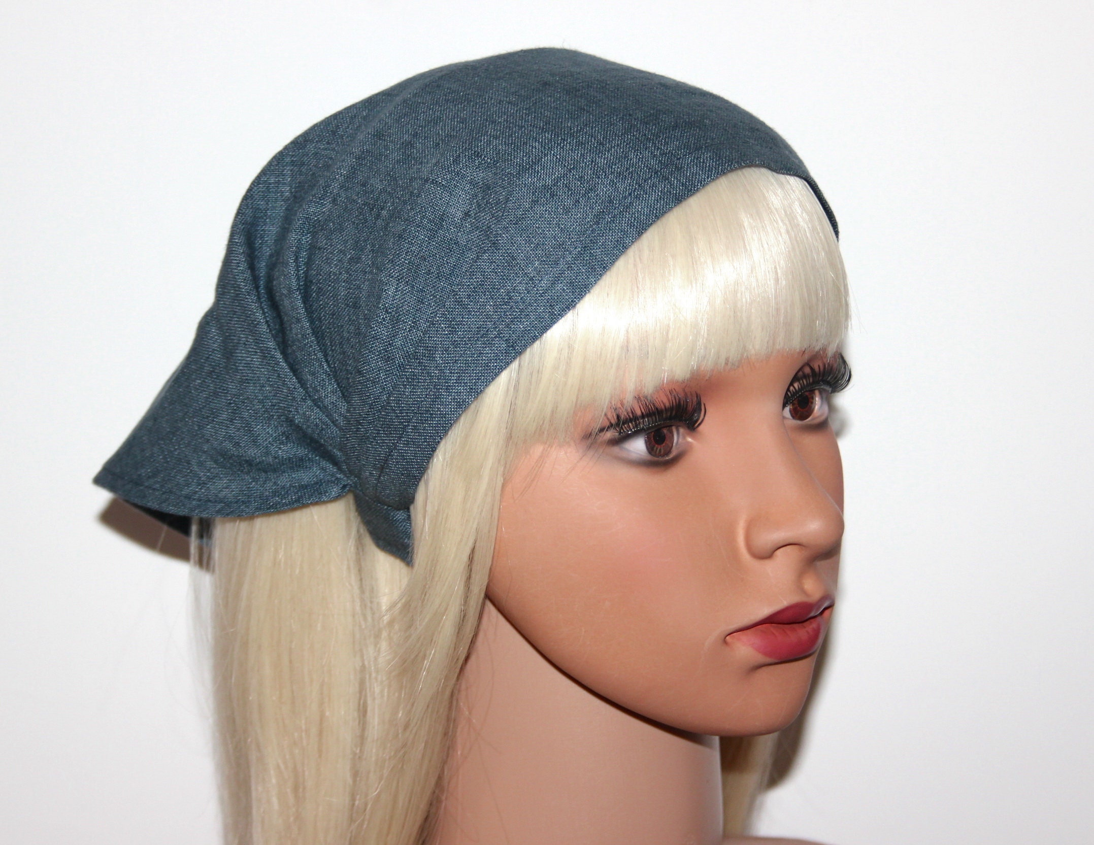 Linen Bandana Headband Melange Kerchief Triangle Alopecia Headcover ...