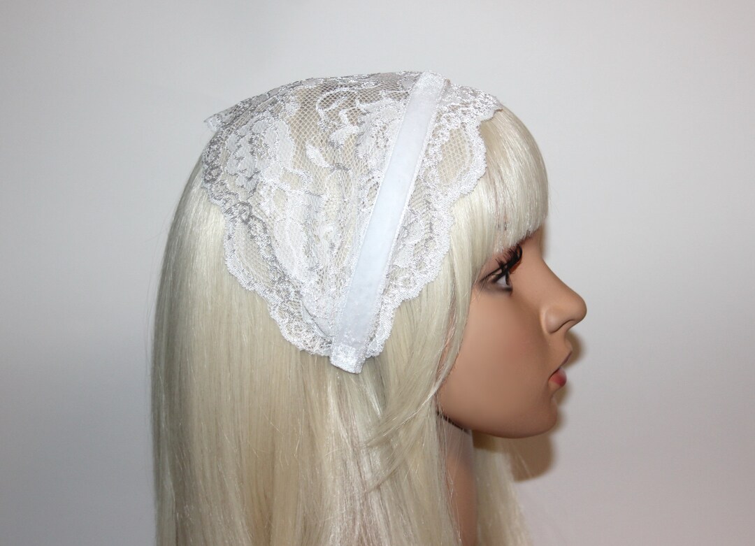 White Lace Headband, Christian Head Covering, Structured Religious Head ...