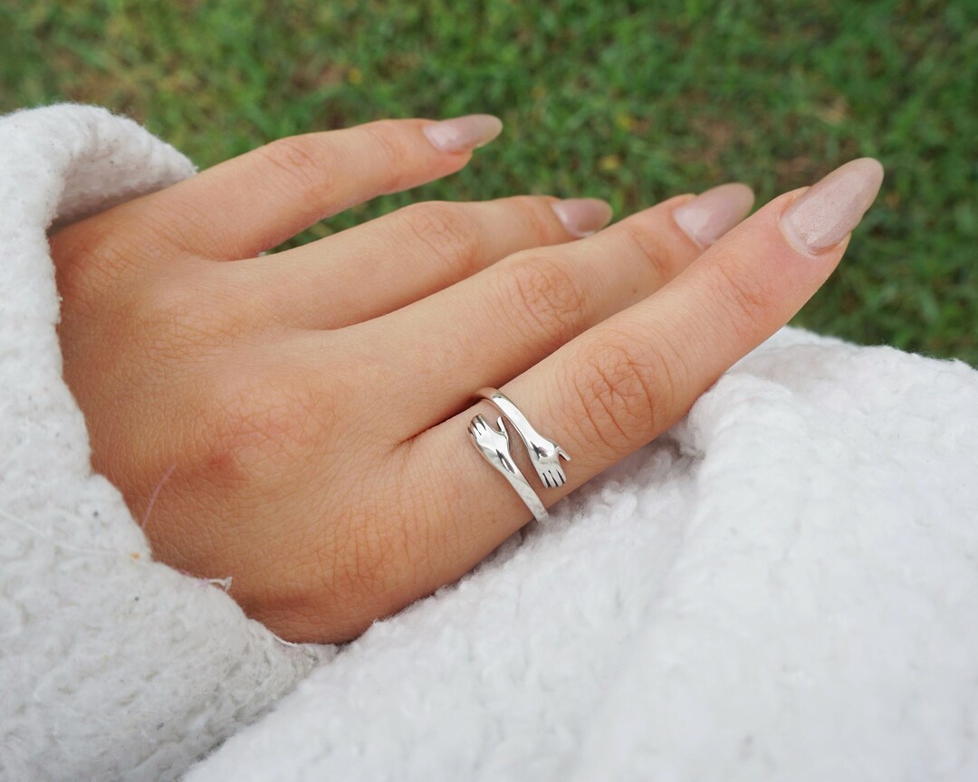 Hug Ring - Hugging Ring in Silver, Rose or Yellow Gold - Hand Ring ...