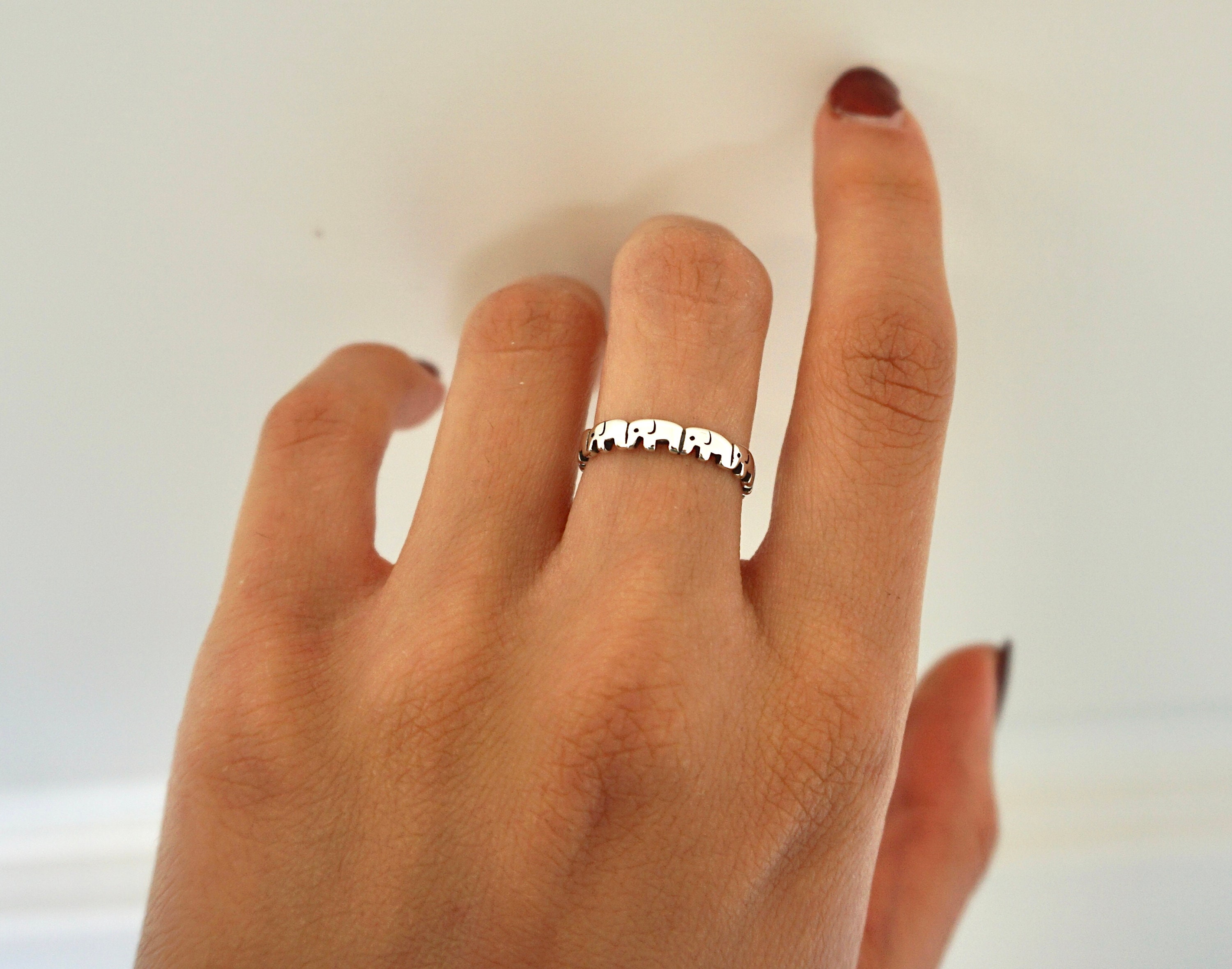 Mini Baby Elephants Stacking Ring. Good Luck Ring, Animal Lover, Safari ...