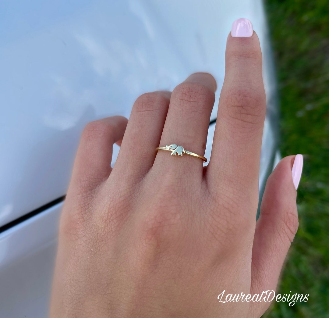 Mini Baby Elephant Stacking Ring, Good Luck Ring, Animal Lover Ring in ...