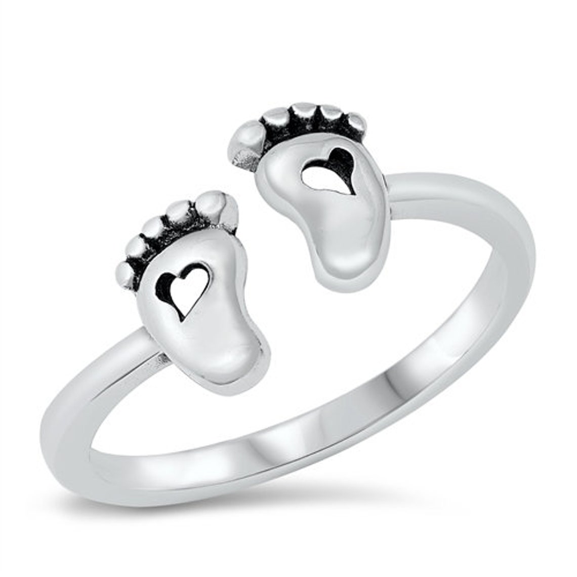 Sterling Silver Baby Feet Ring, Personalized New Mom Gift - Etsy