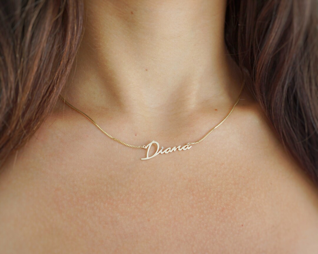 Personalized 10K, 14K & Gold Name Necklace, Solid Gold Cursive Name ...