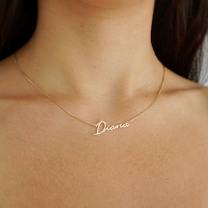 Personalized 10K, 14K & Gold Name Necklace, Solid Gold Cursive Name ...