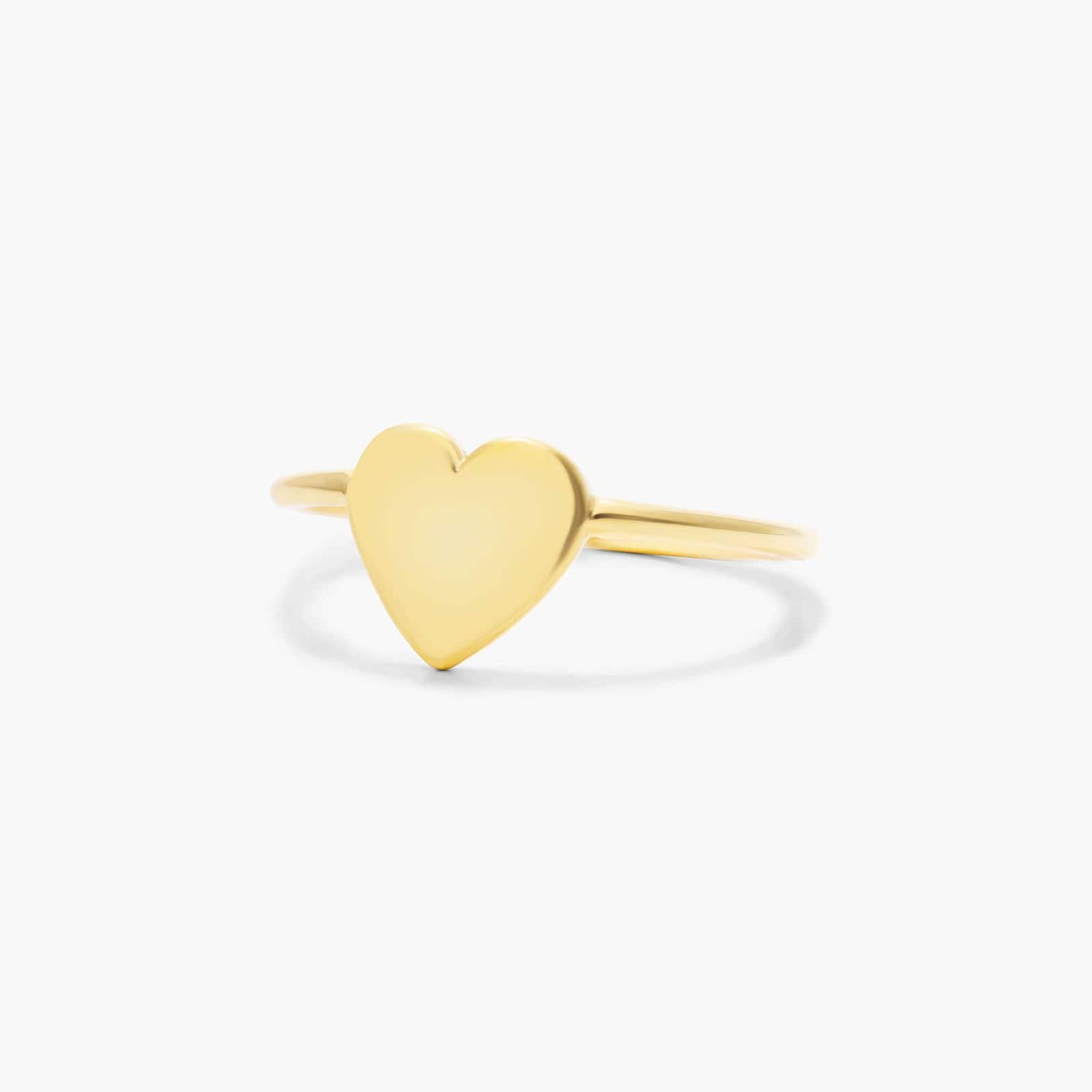 Heart Ring 14K Solid Gold Heart Ring. Engravable Signet Ring. - Etsy