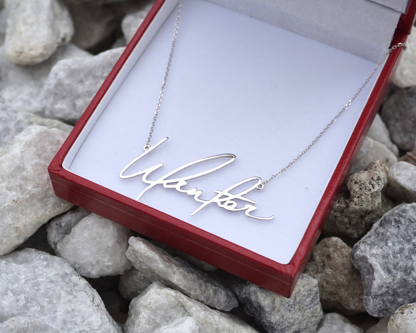 Handwriting Necklace, Your Signature & Name Necklace. Solid Gold Name ...