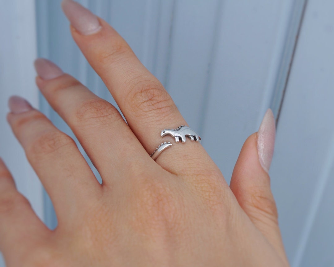 Dinosaur Ring, Adjustable Animal Ring, Dinosaur Silver Ring, Simple ...