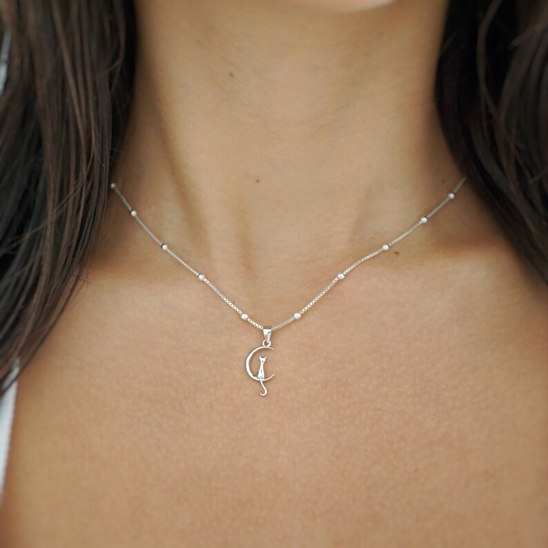 Cat Moon Necklace | Cat Choker | Cat Jewelry | Cat Lover's Gift ...