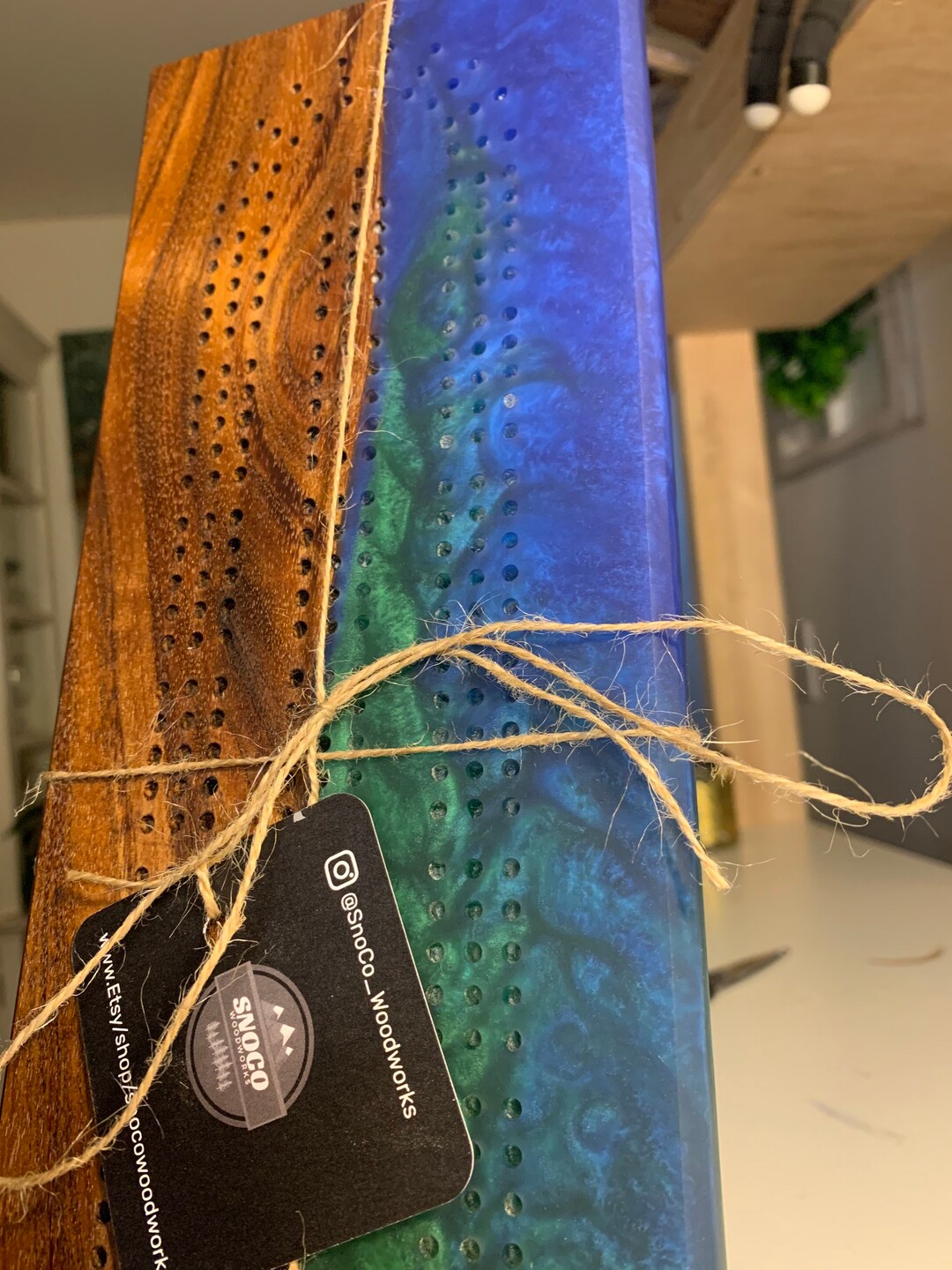 Custom Handmade Live Edge Wood and Epoxy Resin Cribbage Board - Etsy