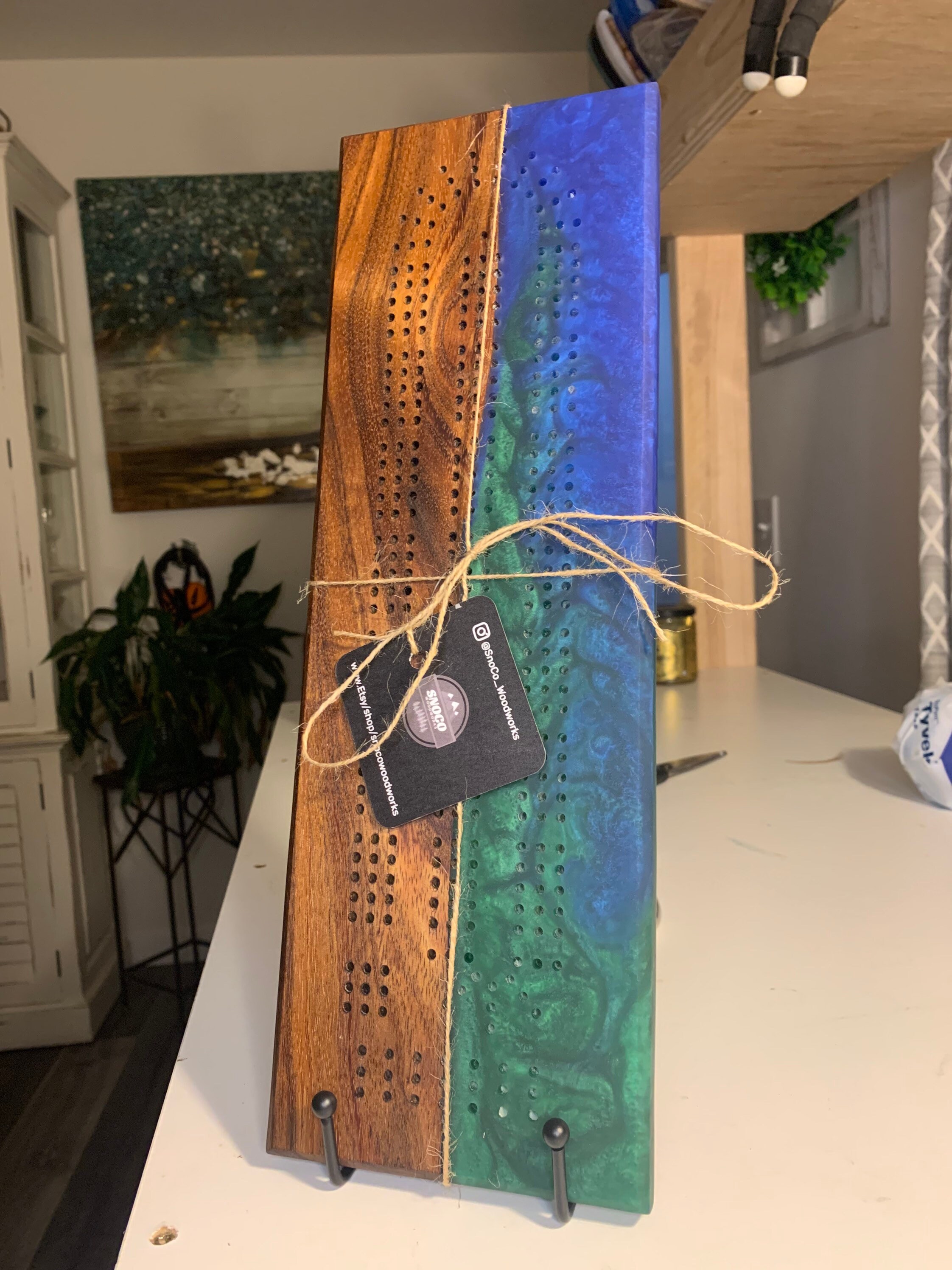 Custom Handmade Live Edge Wood and Epoxy Resin Cribbage Board - Etsy