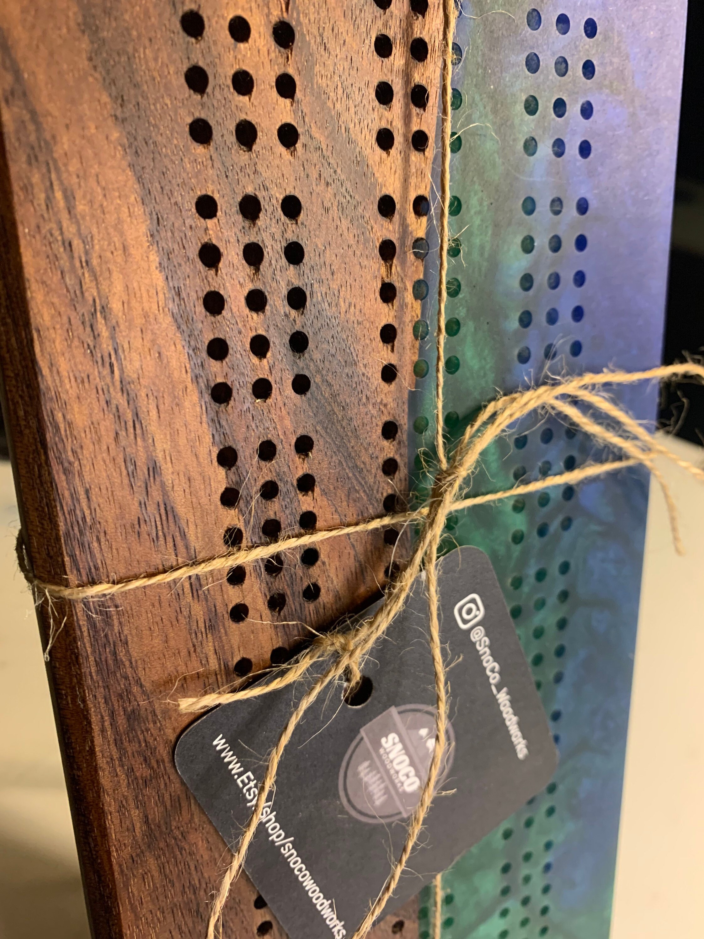 Custom Handmade Live Edge Wood and Epoxy Resin Cribbage Board - Etsy