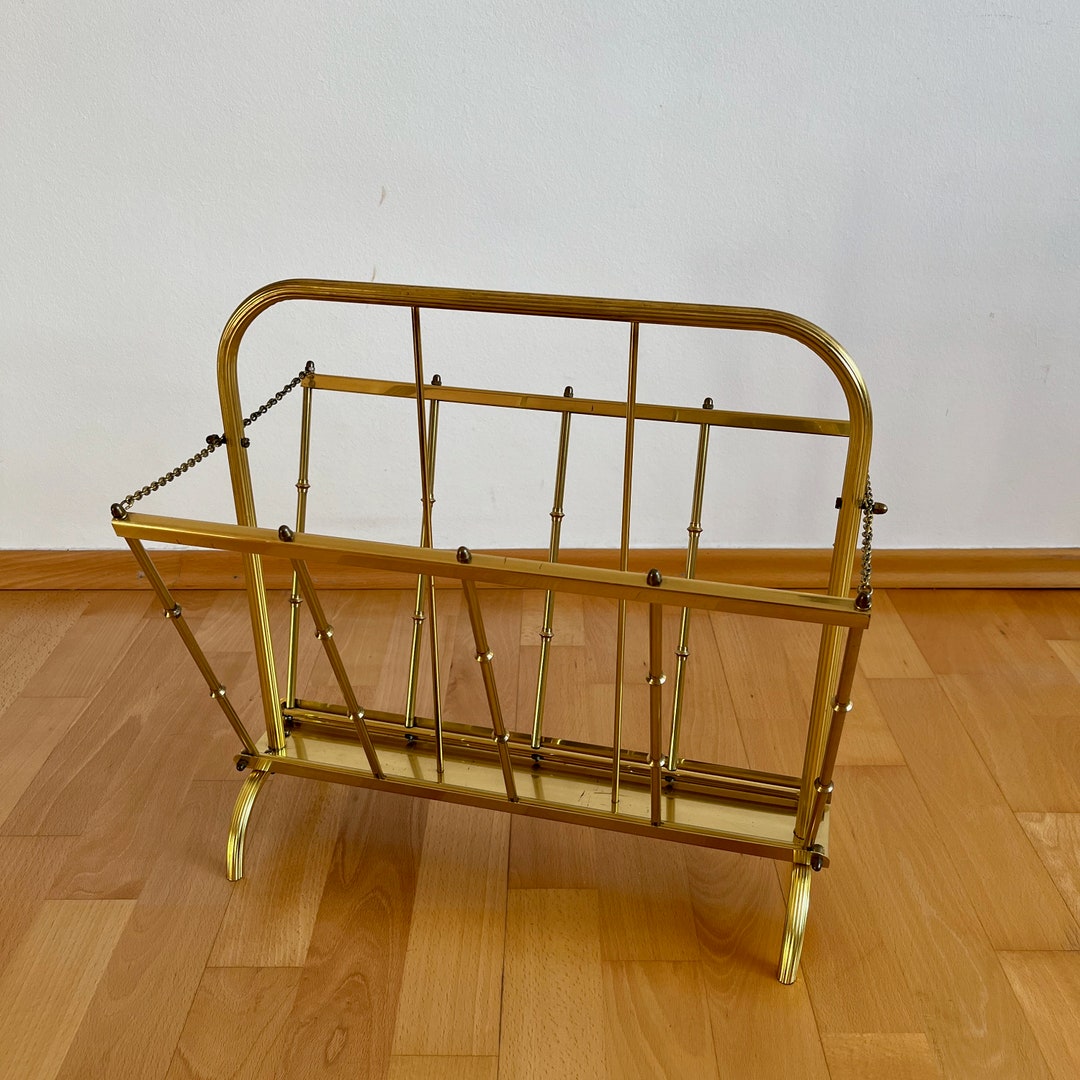 Vintage Newspaper Stand With Folding Side Racks Bounded With Chain ...
