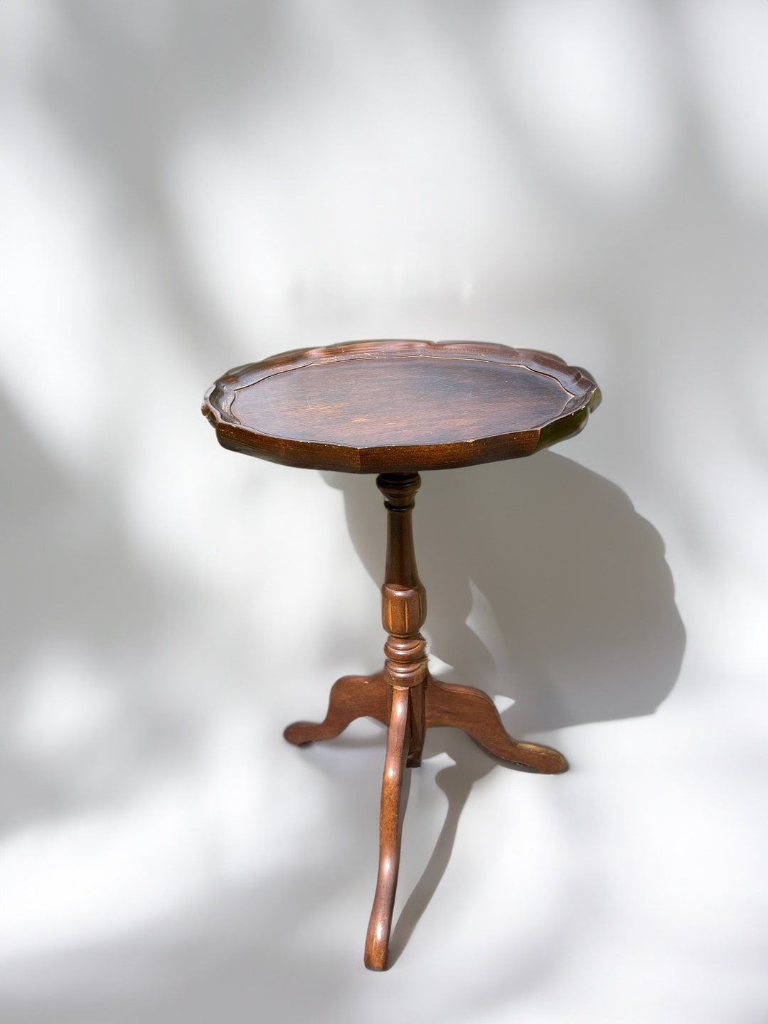 Round Table Plant Stand Dark Wood Side Table Vintage Germany - Etsy