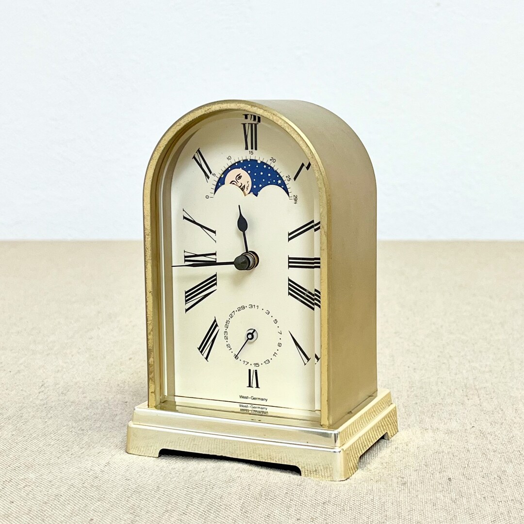 JUNGHANS Quartz Clock With Sun and Moon Calendar Vintage Germany 80s - Etsy