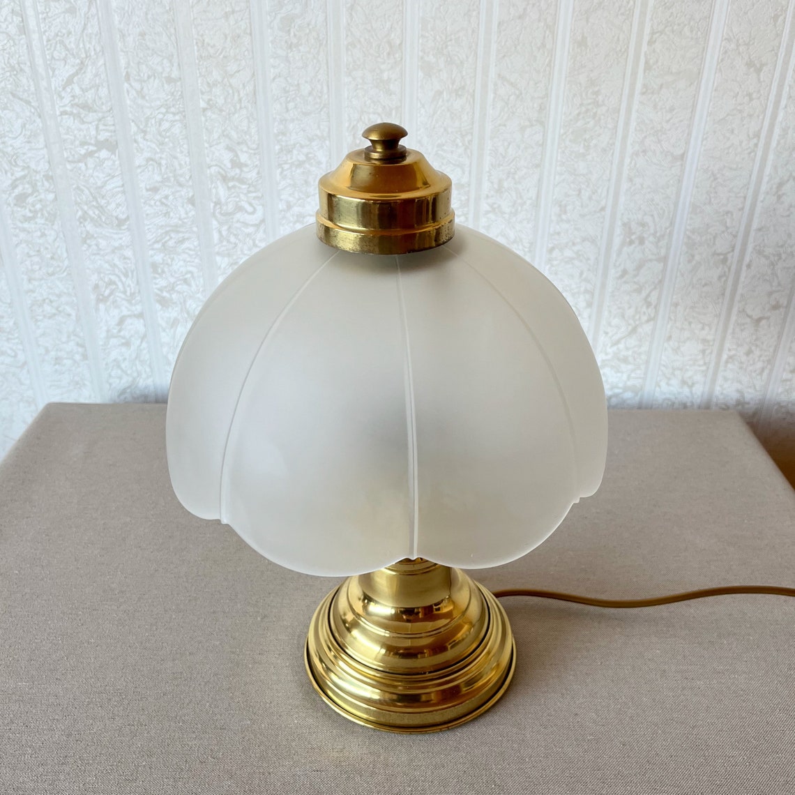 Small Table Lamp With Frosted / Satin Glass Shade Vintage - Etsy