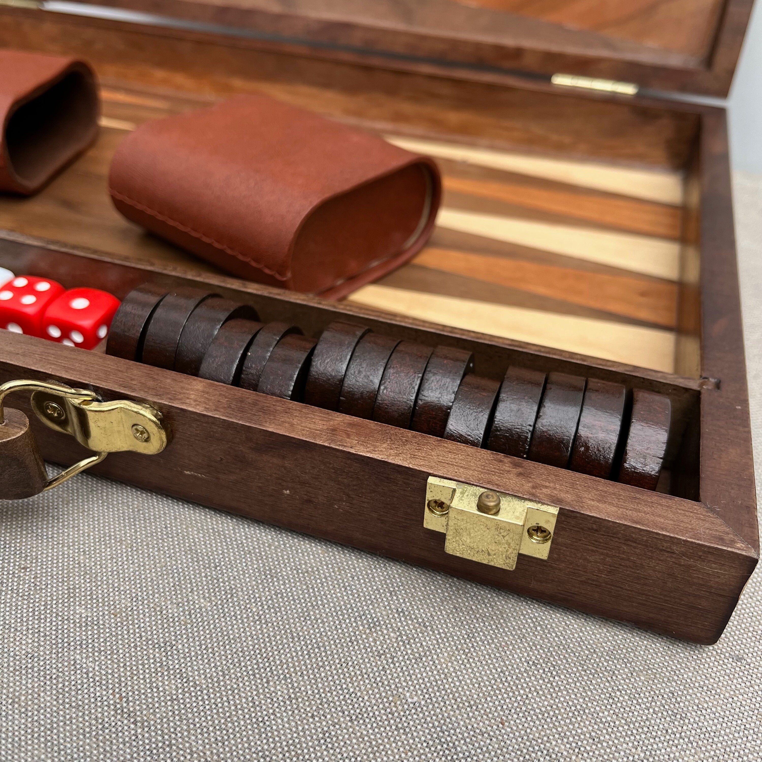 Backgammon Set in Wooden Case With Handle Vintage 1990s - Etsy