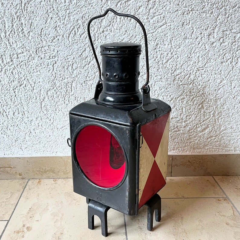 Original German DB Kerosene Railway Signal Lantern With Two Glasses and ...