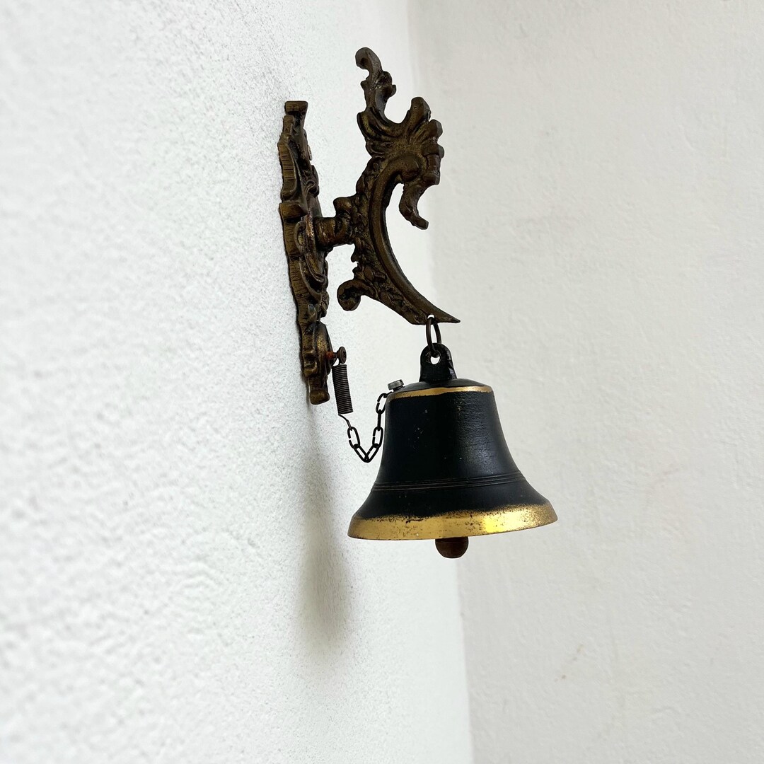 Vintage Bronze Bell With Wall / Door Hanging - Etsy