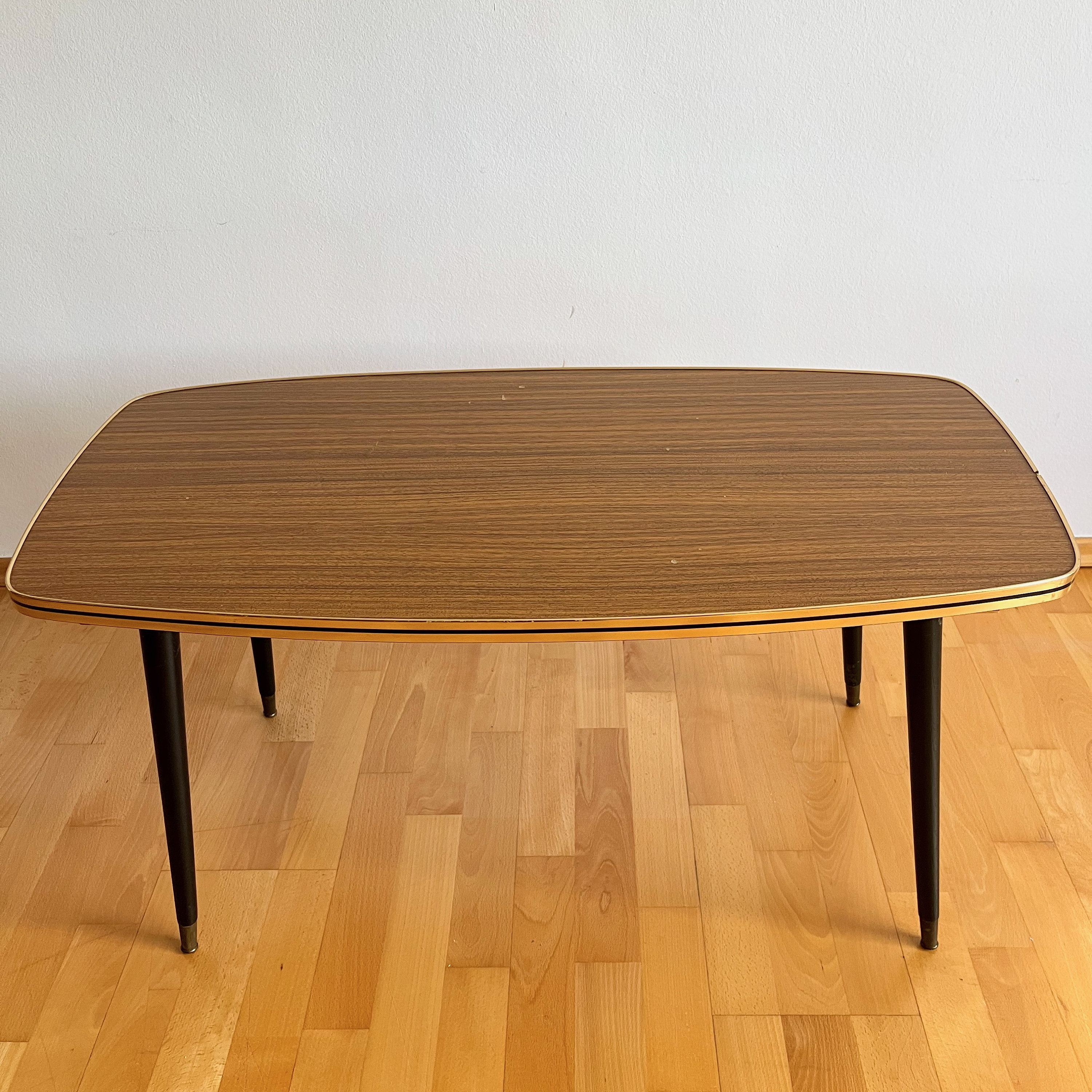 A Small Four-legged Kidney Table With Brown Wood Imitation - Etsy