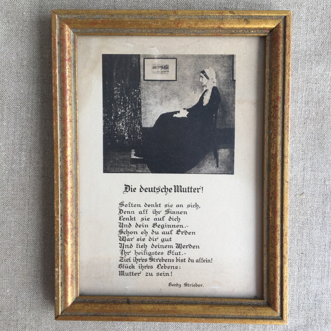 Whistler's Mother Vintage Framed Print Mutter Poem in German Vintage ...