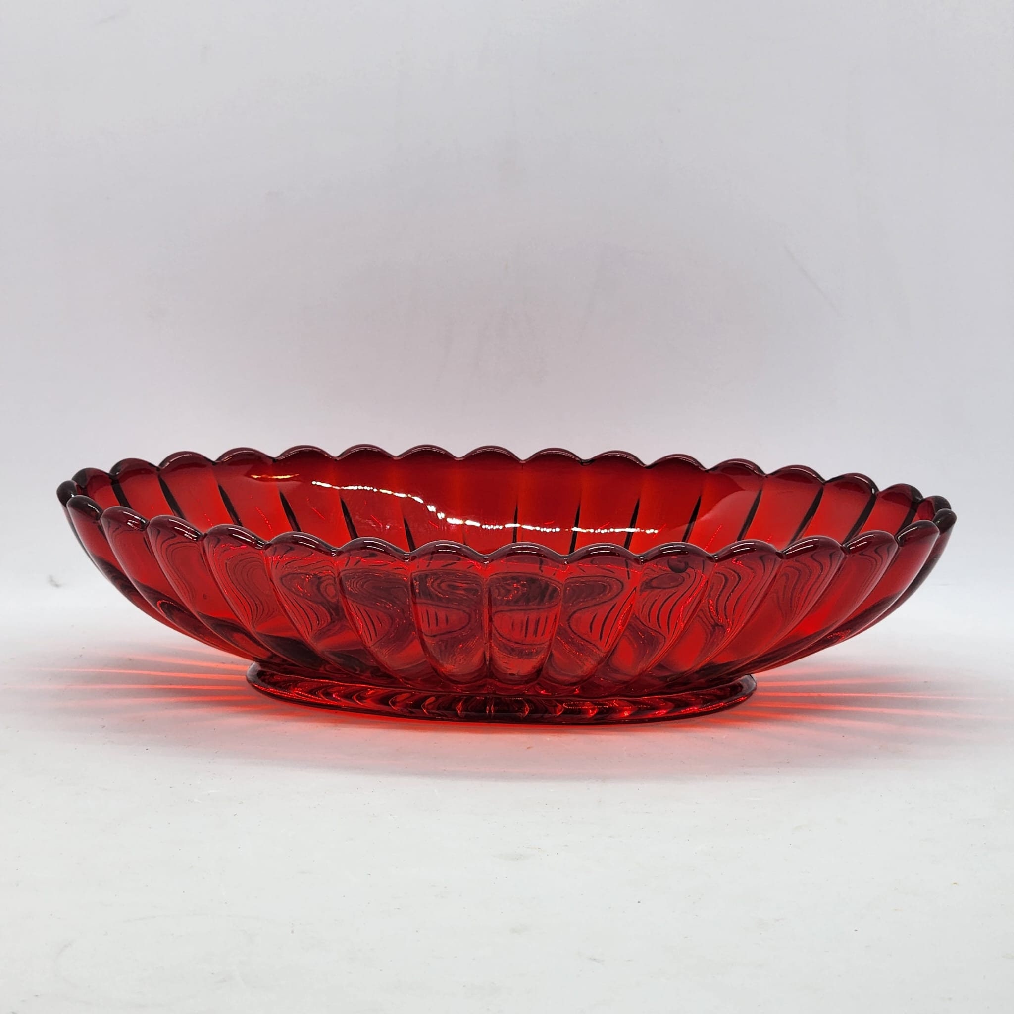 Vintage Imperial Glass Ruby Red Ribbed Oval Dish Bowl on - Etsy