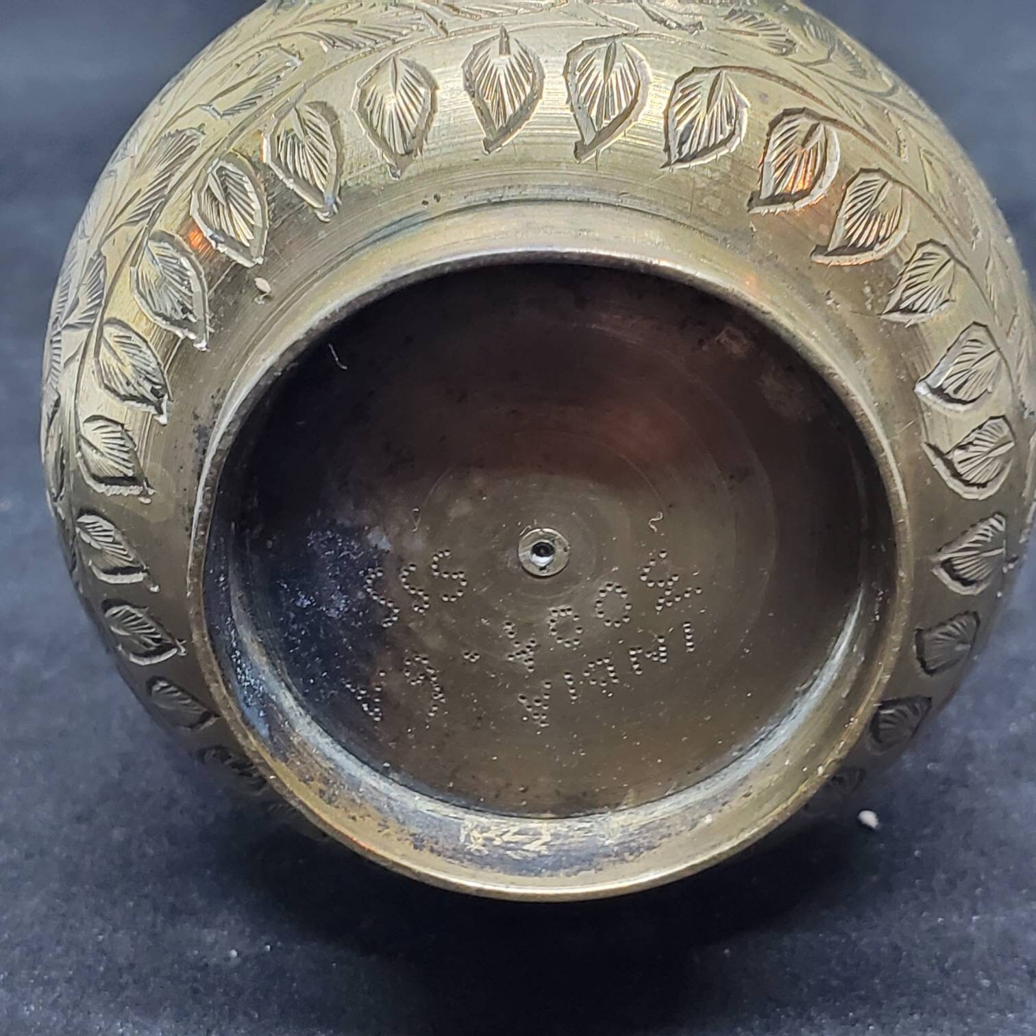 Vintage Solid Brass Inlay Lacquer Engraved Handcrafted Unique Shape ...