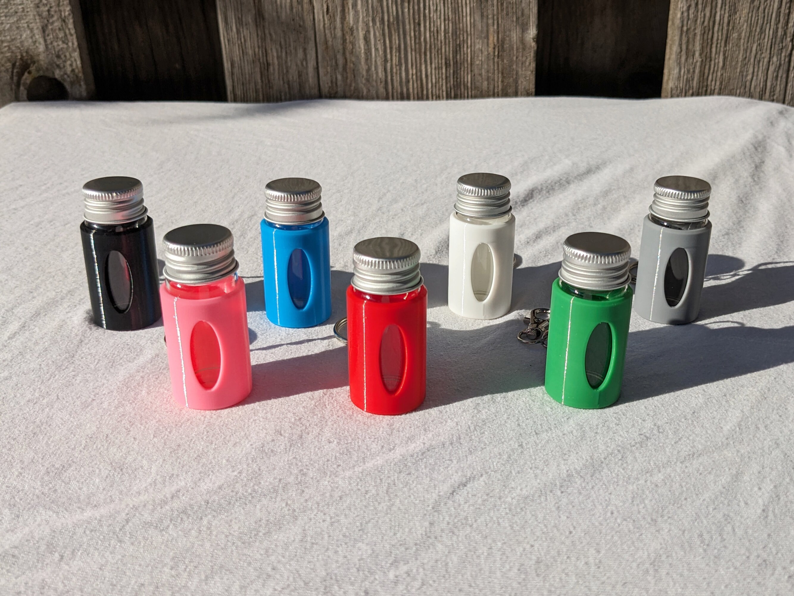 Small Glass Jar Keychain With Protective Sleeve, Key Ring Pill Holder ...