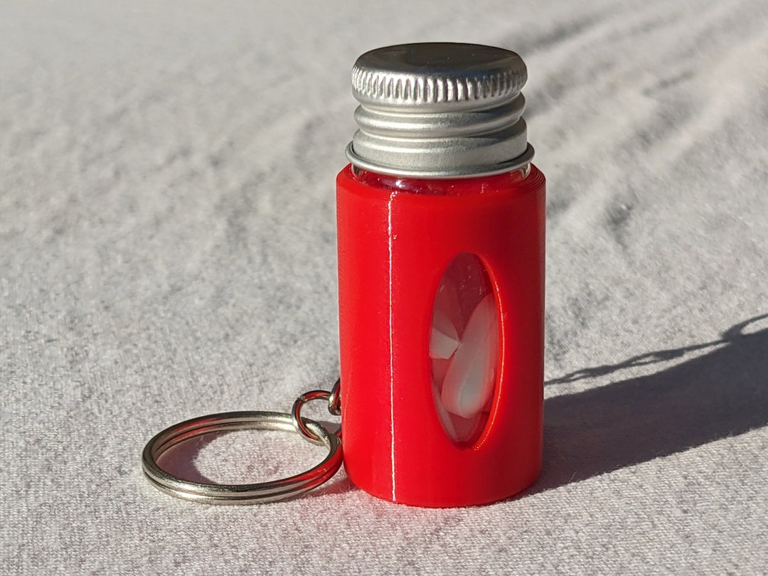 Small Glass Jar Keychain With Protective Sleeve, Key Ring Pill Holder ...