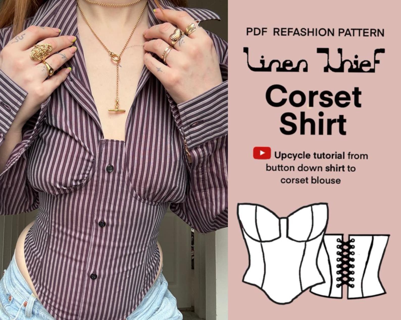 Upcycled Shirt Corset Pattern - Etsy