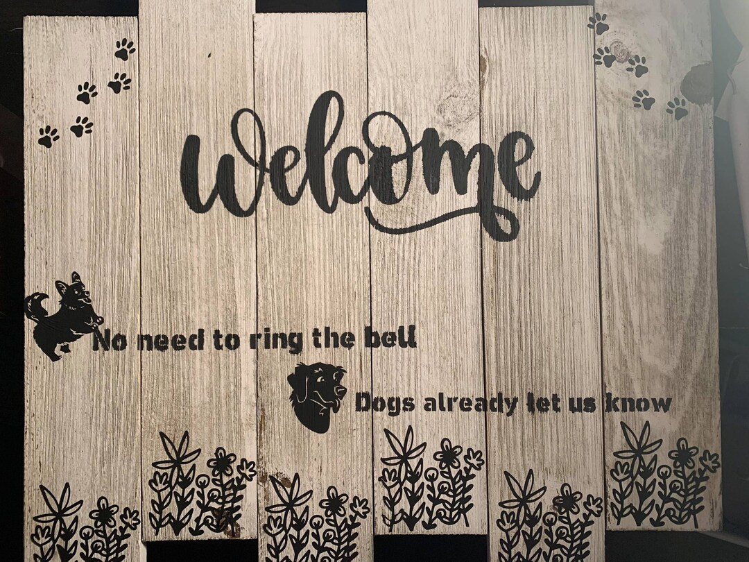Welcome Sign With Dogs - Etsy