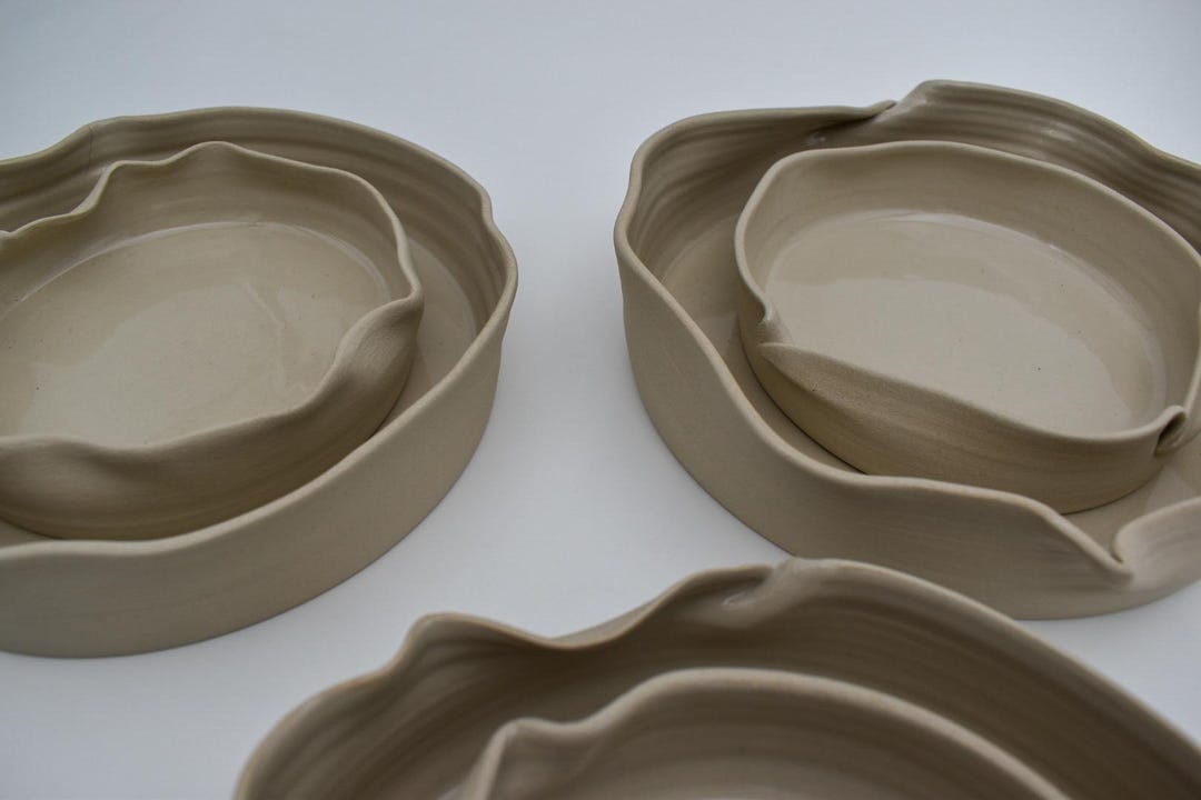 Unika Studio • BISTRO SAND PLATE (large & Small) • Wheel Thrown ...