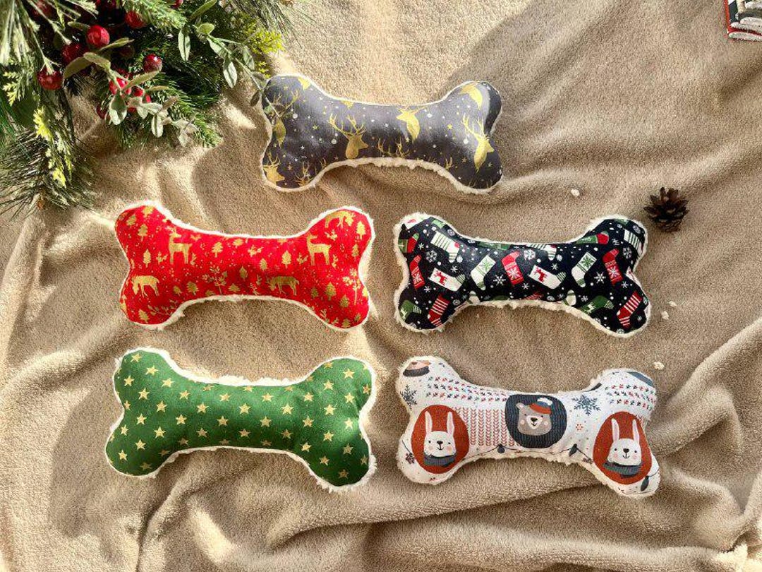 Plush Toy Bone With Dog Name and Squeaker, Personalized Puppy Gift ...