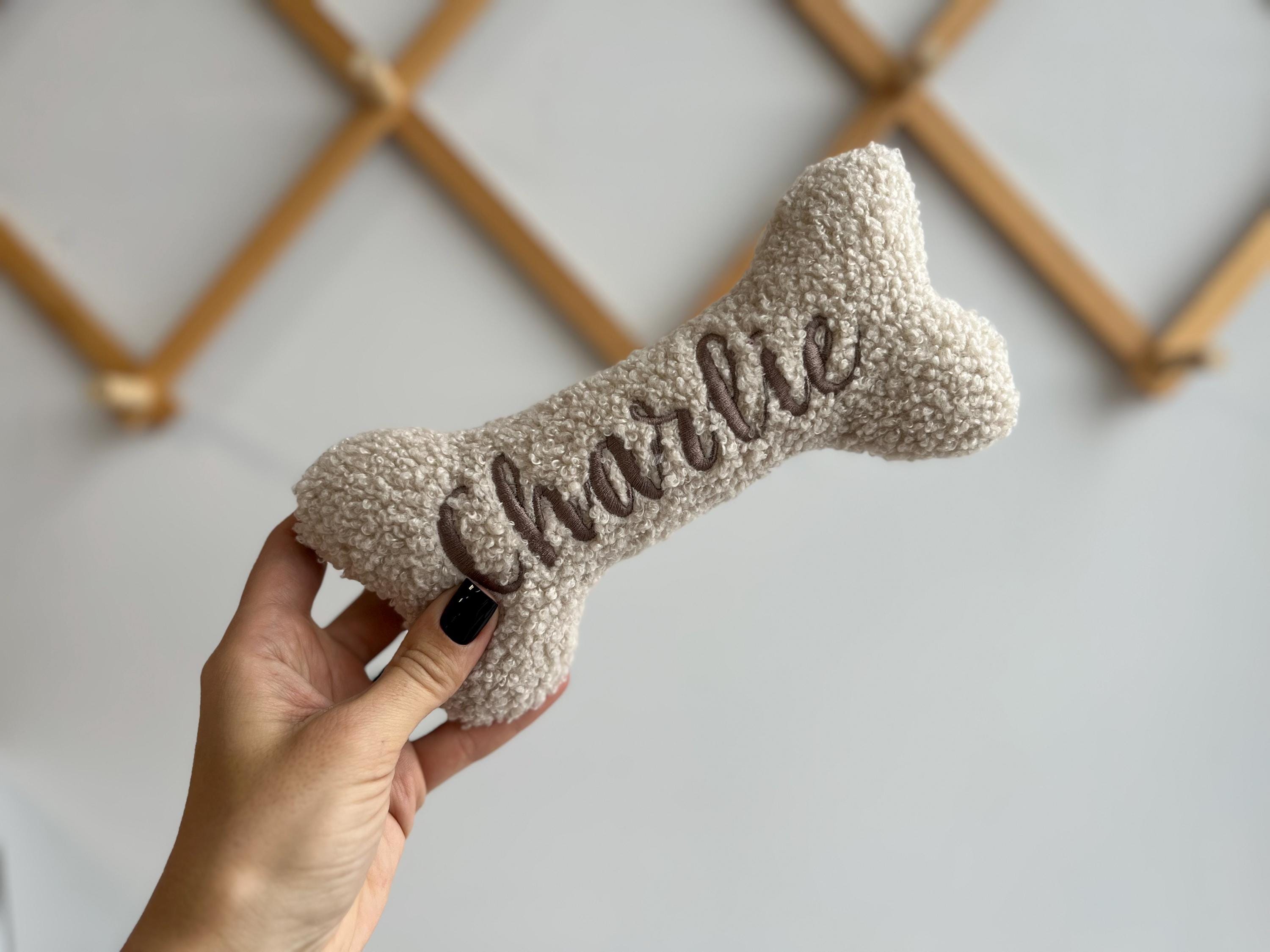 Personalized Plush Toy Bone With Dog Name and Squeaker, 3 Sizes and 4 ...