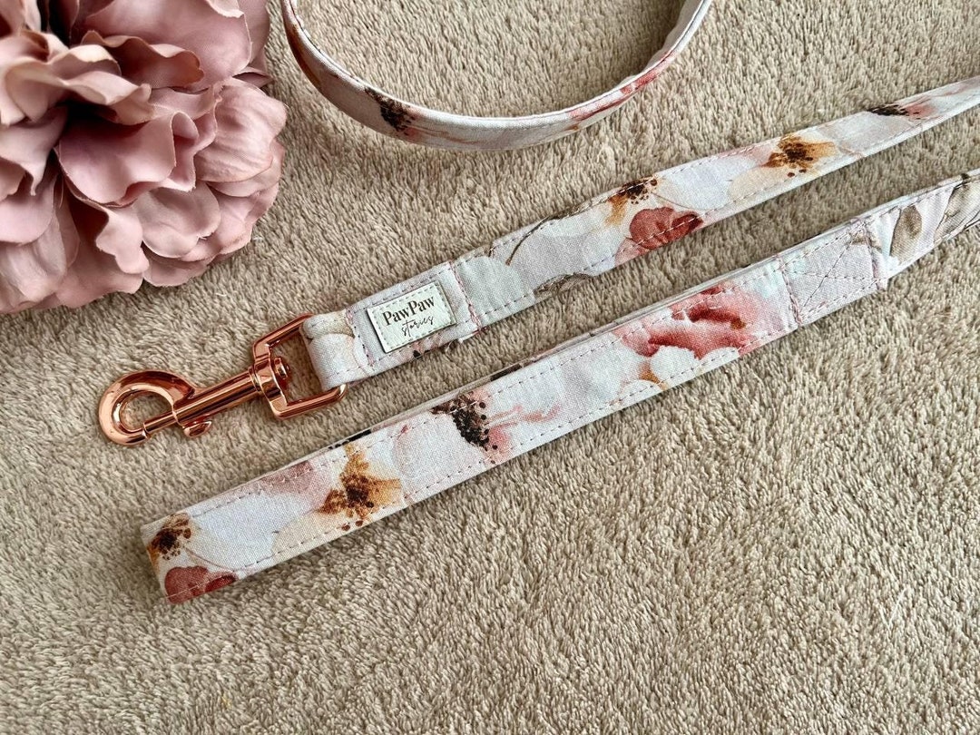 Vintage Rose Dog Leash Girl, Pink Floral Dog Leash, Fashion Dog Leash ...