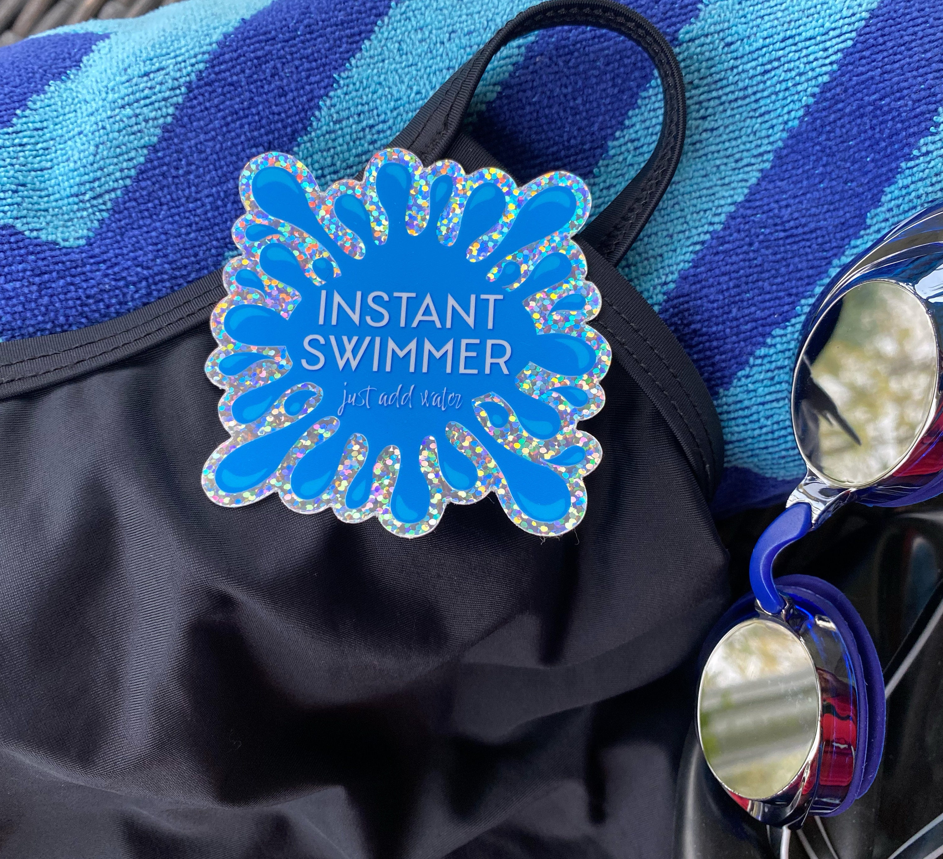 Instant Swimmer Just Add Water Glitter Sticker: Swim Team Vinyl Decal ...