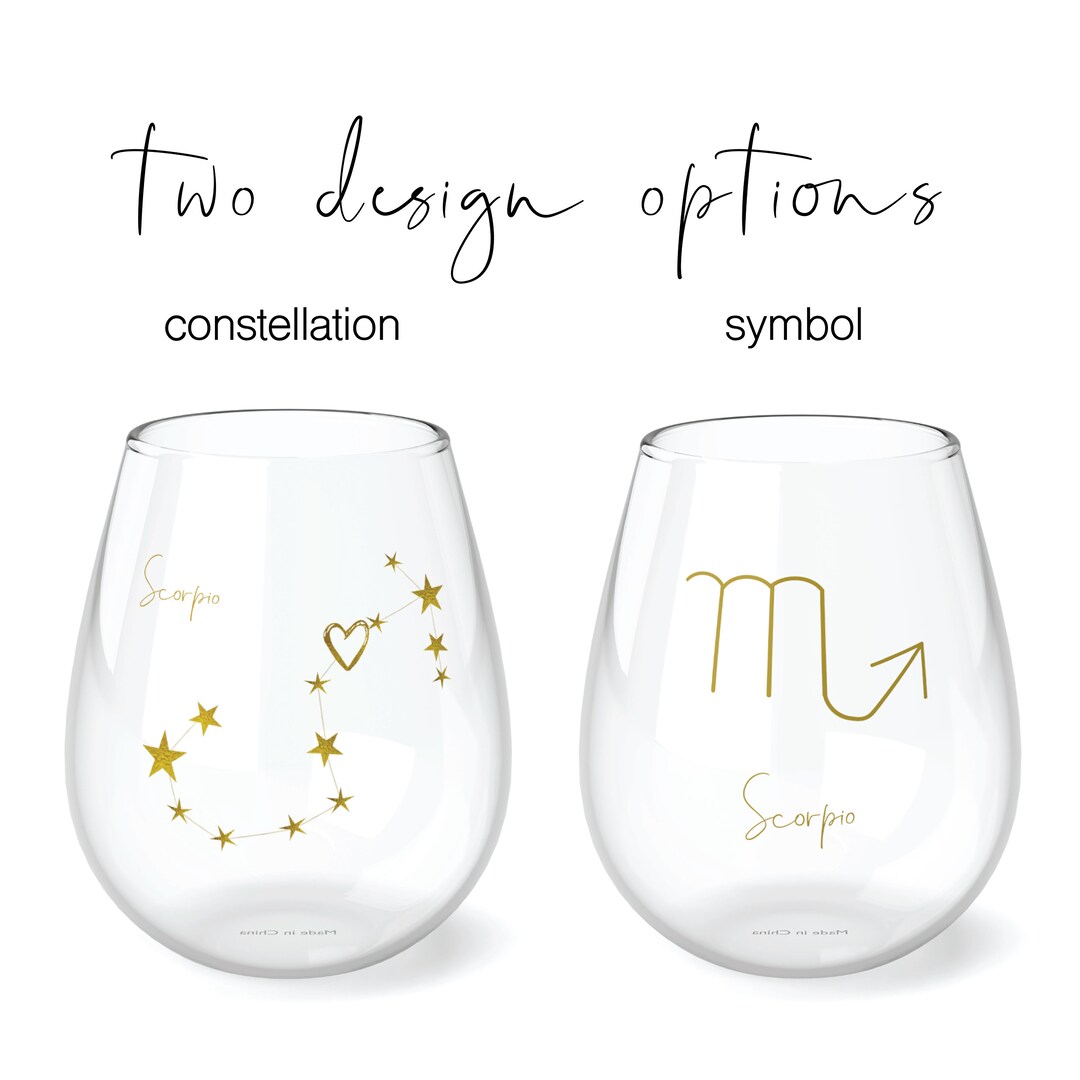 Scorpio Constellation Stemless Wine Glass 11.75oz Zodiac Symbol Friend ...