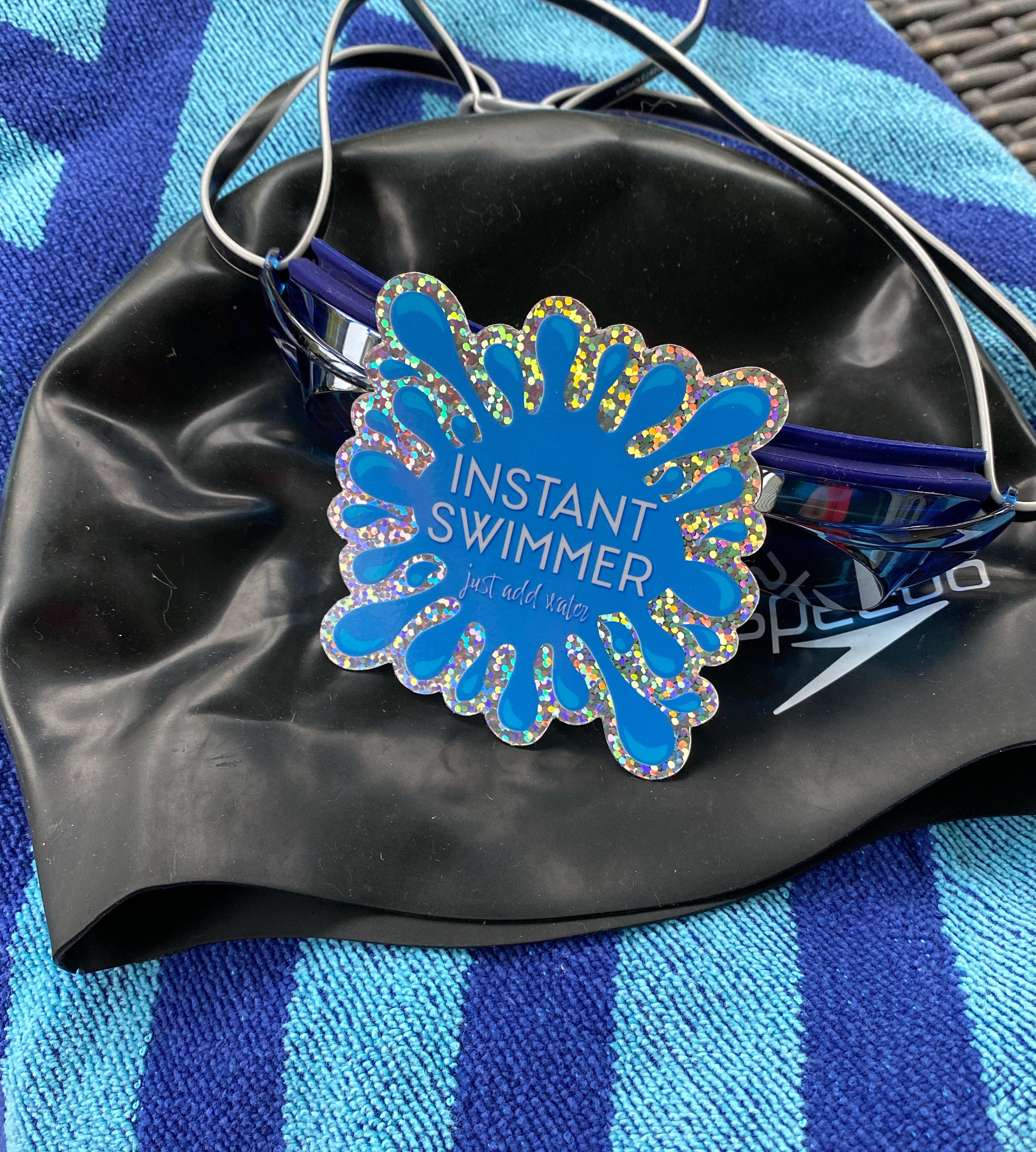 Instant Swimmer Just Add Water Glitter Sticker: Swim Team Vinyl Decal ...