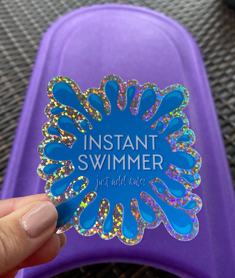 Instant Swimmer Just Add Water Glitter Sticker: Swim Team Vinyl Decal ...