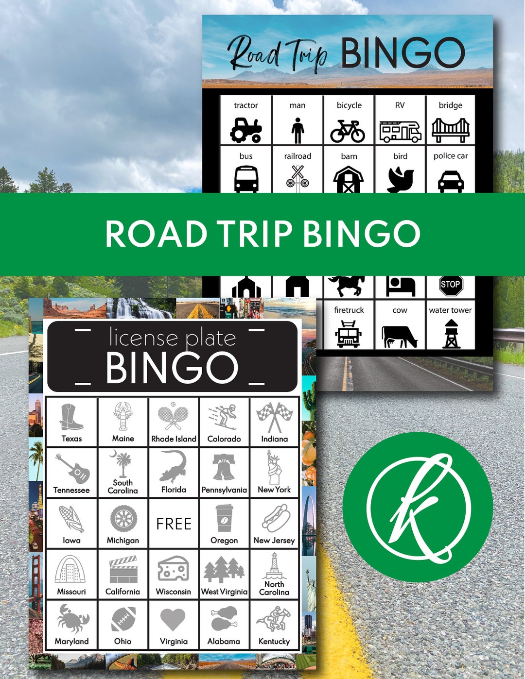 Road Trip Bingo Family Car Trip Activity License Plate Search Kids ...