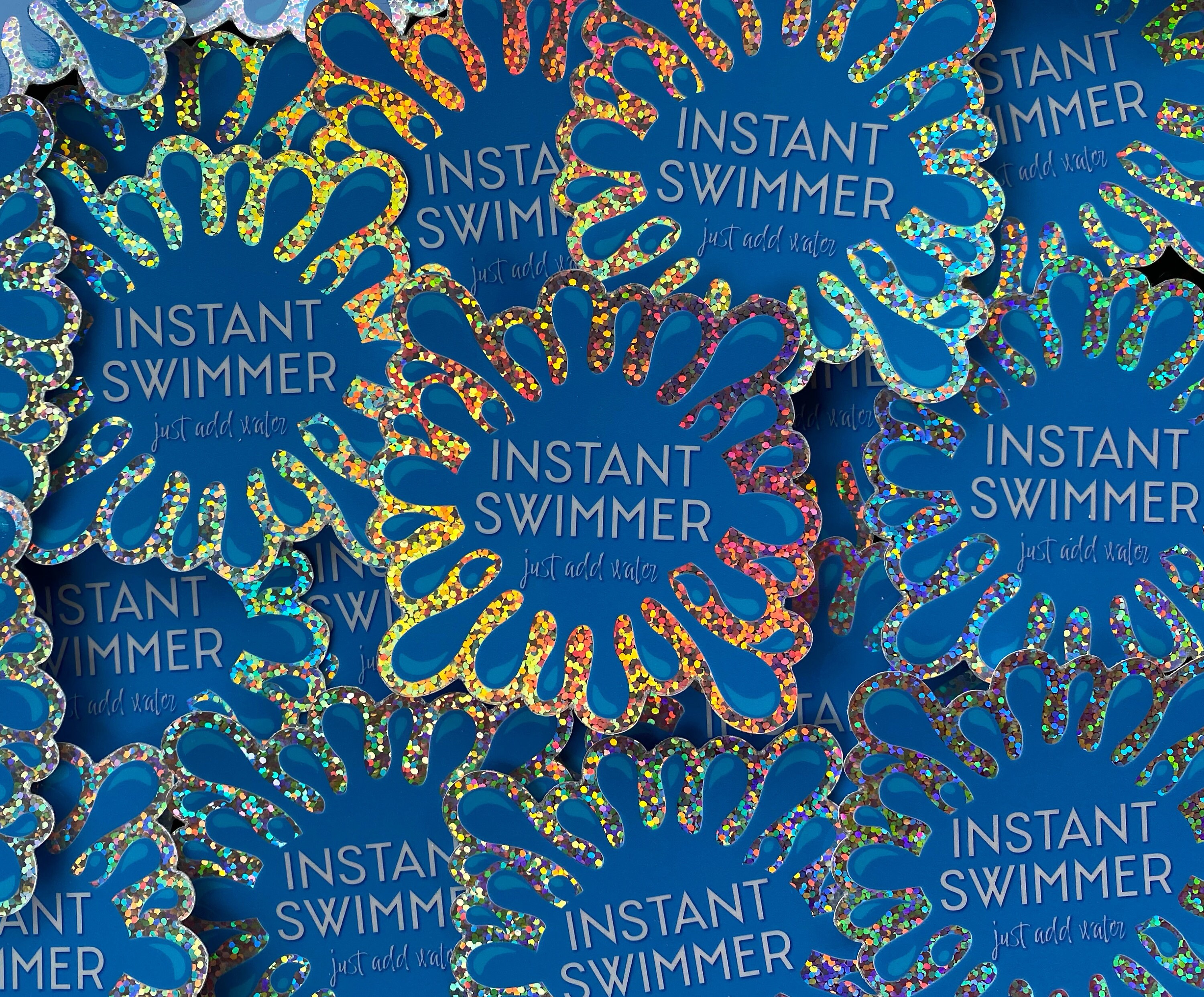 Instant Swimmer Just Add Water Glitter Sticker: Swim Team Vinyl Decal ...