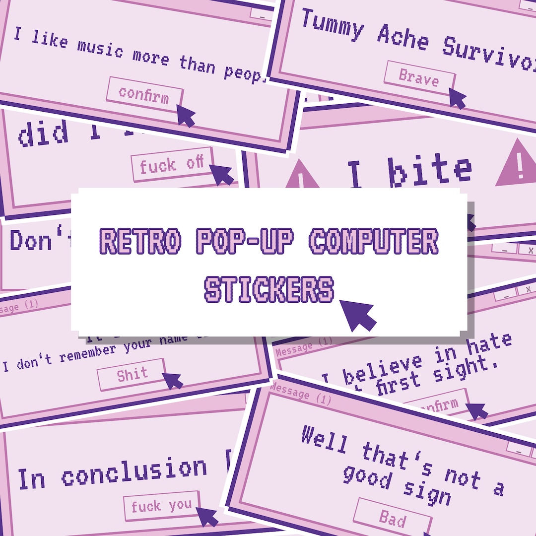 Aesthetic Quote Retro Pop-up Computer Stickers - Etsy