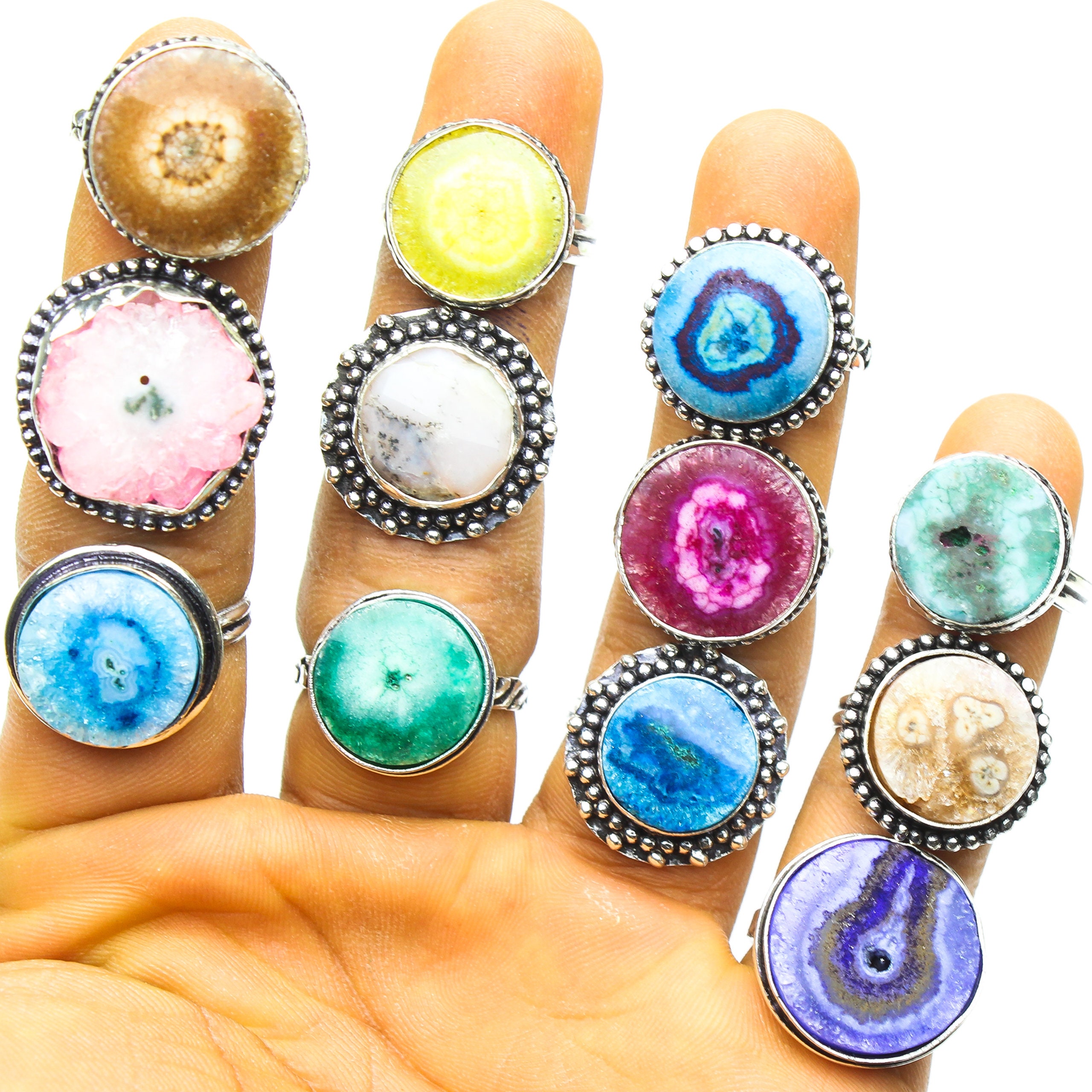 Multi Gemstone Ring Multi Color Ring Silver Plated Ring - Etsy