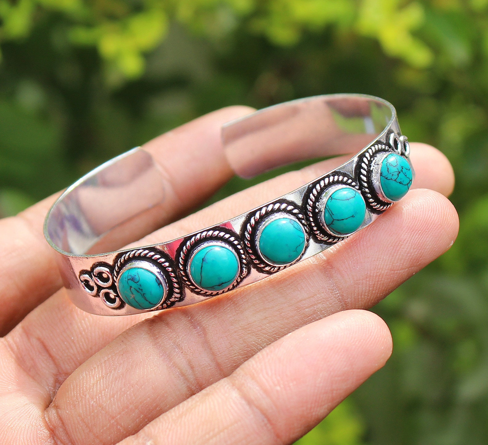 Turquoise Cuff Bangle Women Adjustable Bangle Boho Handmade - Etsy