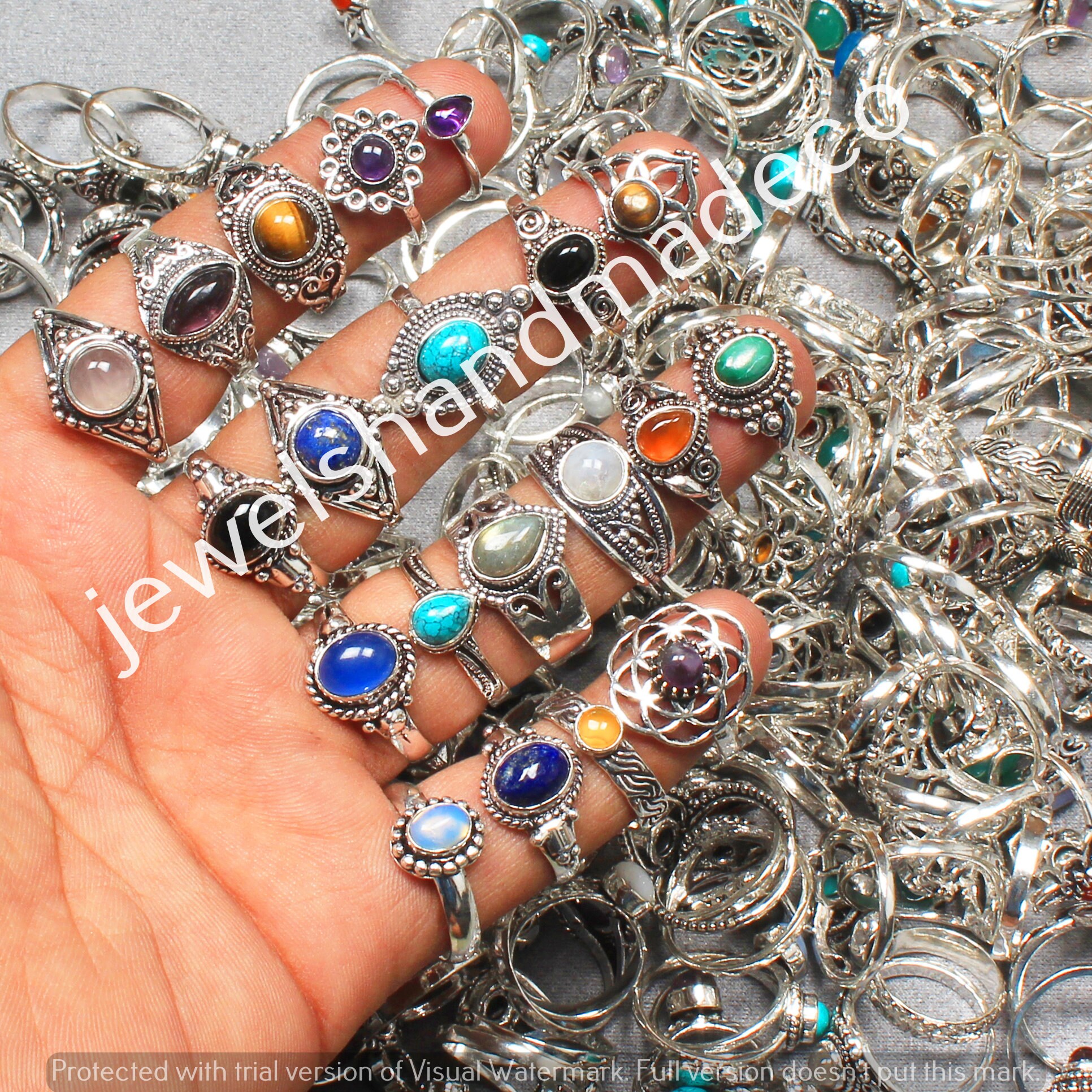 Mixed Crystal Rings Handmade Jewelry Rings Stacking Rings - Etsy