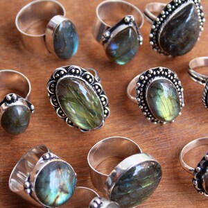 Natural Labradorite Ring, Labradorite Ring, Multi Color Ring, Mix Shape ...