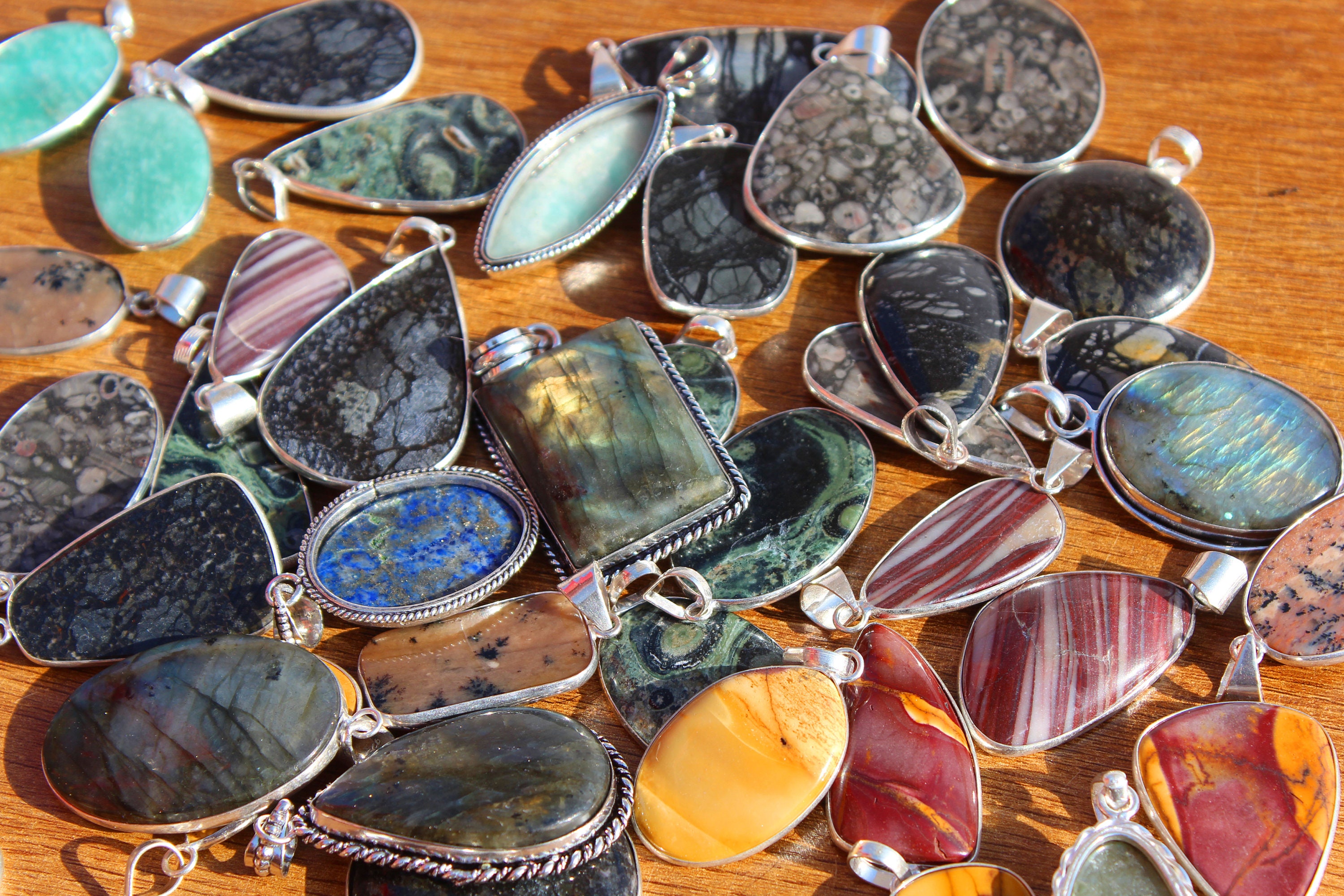 Natural Multi Gemstone Pendants Statement Pendant Unisex - Etsy